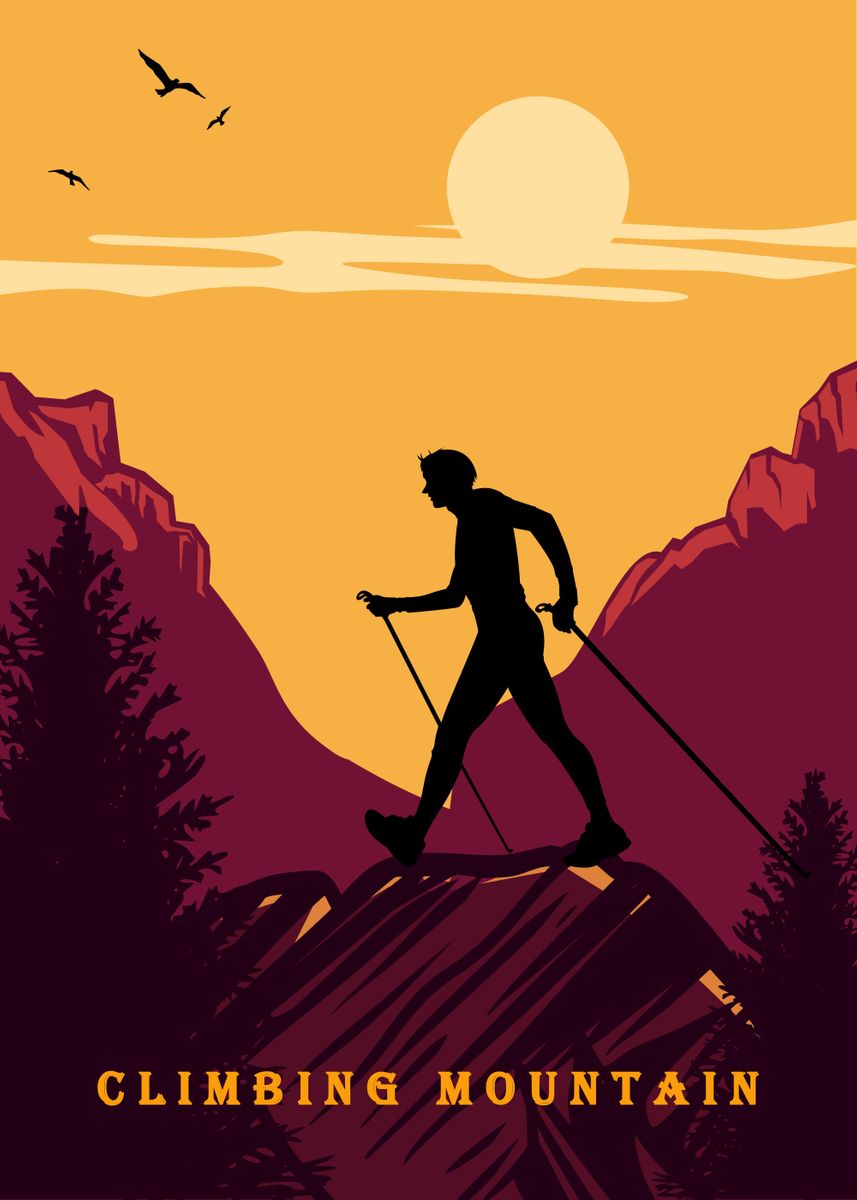 'Climbing Mountain' Poster by Ana Calvert | Displate