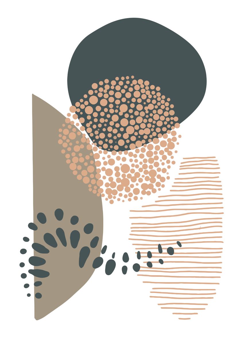 'Mid century modern shapes' Poster, picture, metal print, paint by ...