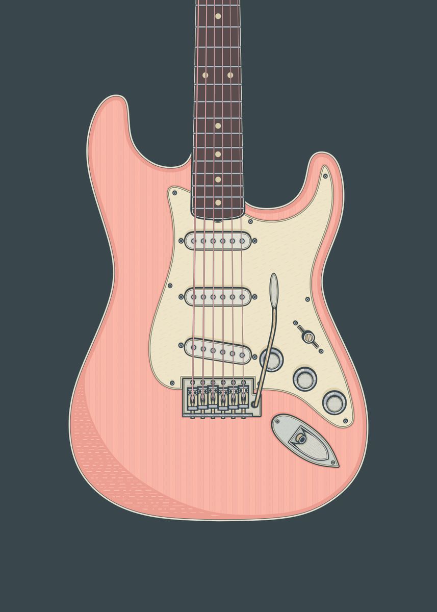 'The Shell Pink Strat' Poster by Milhad Art | Displate