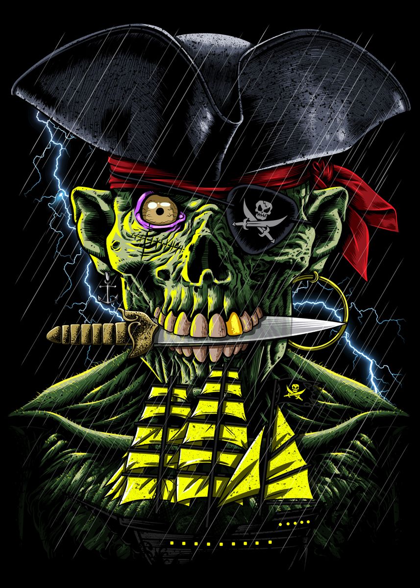 'Zombie Pirate ' Poster, picture, metal print, paint by Alberto Perez ...