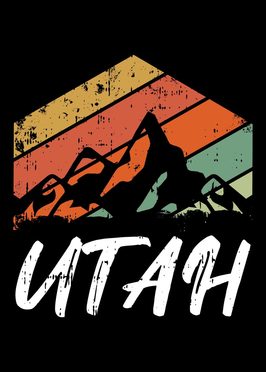 'Retro Utah' Poster, picture, metal print, paint by Hexor | Displate
