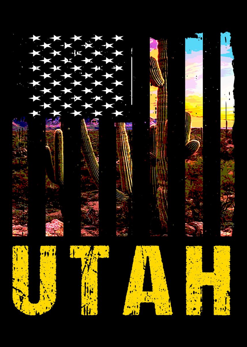 'Utah American Flag Nature' Poster by Hexor | Displate