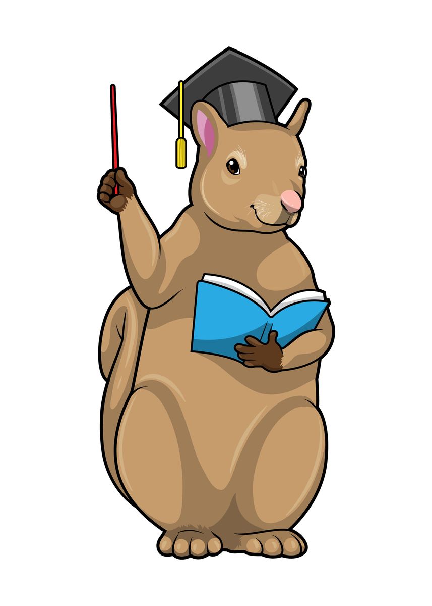 'Squirrel Teacher Pointer' Poster, picture, metal print, paint by ...