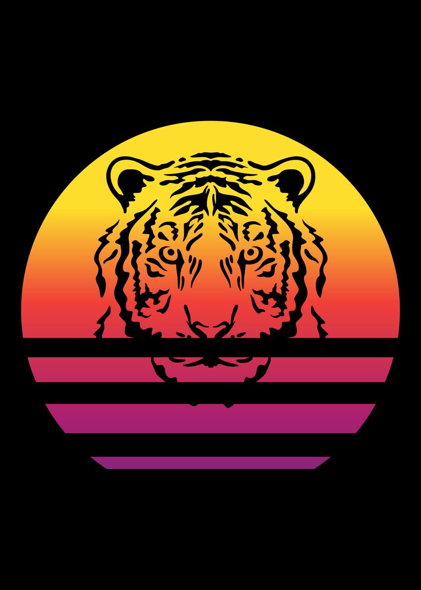 'Tiger Retro Vintage' Poster, picture, metal print, paint by royalsigns ...