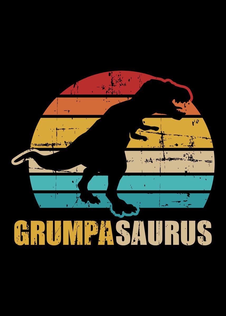 'Grumpasaurus vintage retro' Poster, picture, metal print, paint by ...