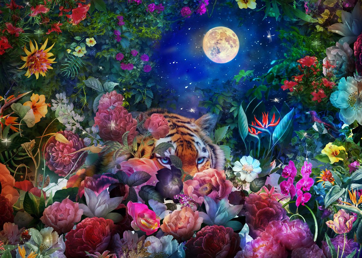 'Tiger Moon' Poster by Claudia McKinney | Displate