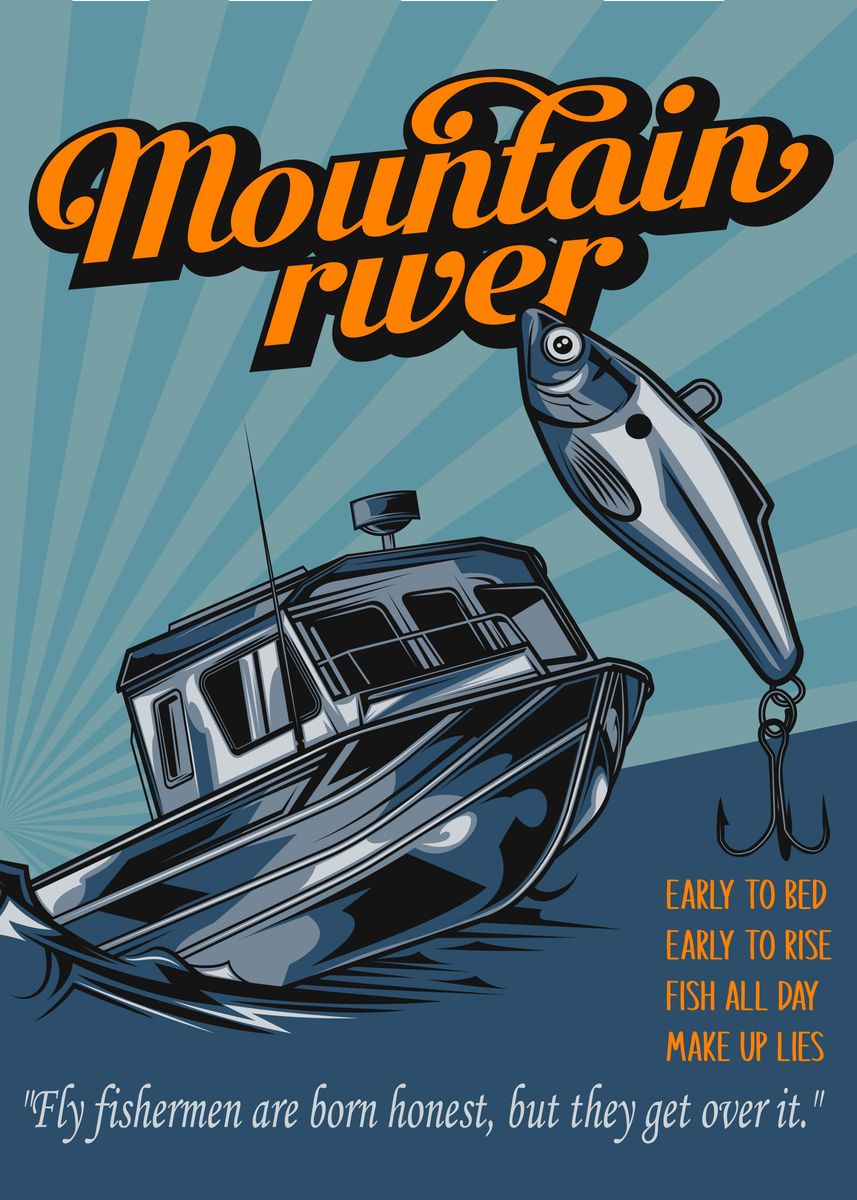 'fisherman' Poster, picture, metal print, paint by Karin Studio | Displate