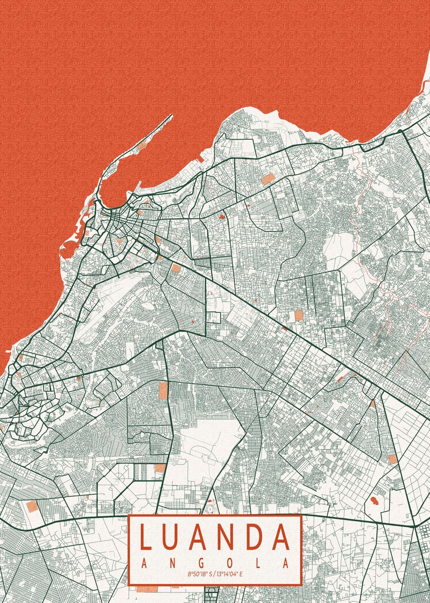 'Luanda City Map Bohemian' Poster, picture, metal print, paint by deMAP ...