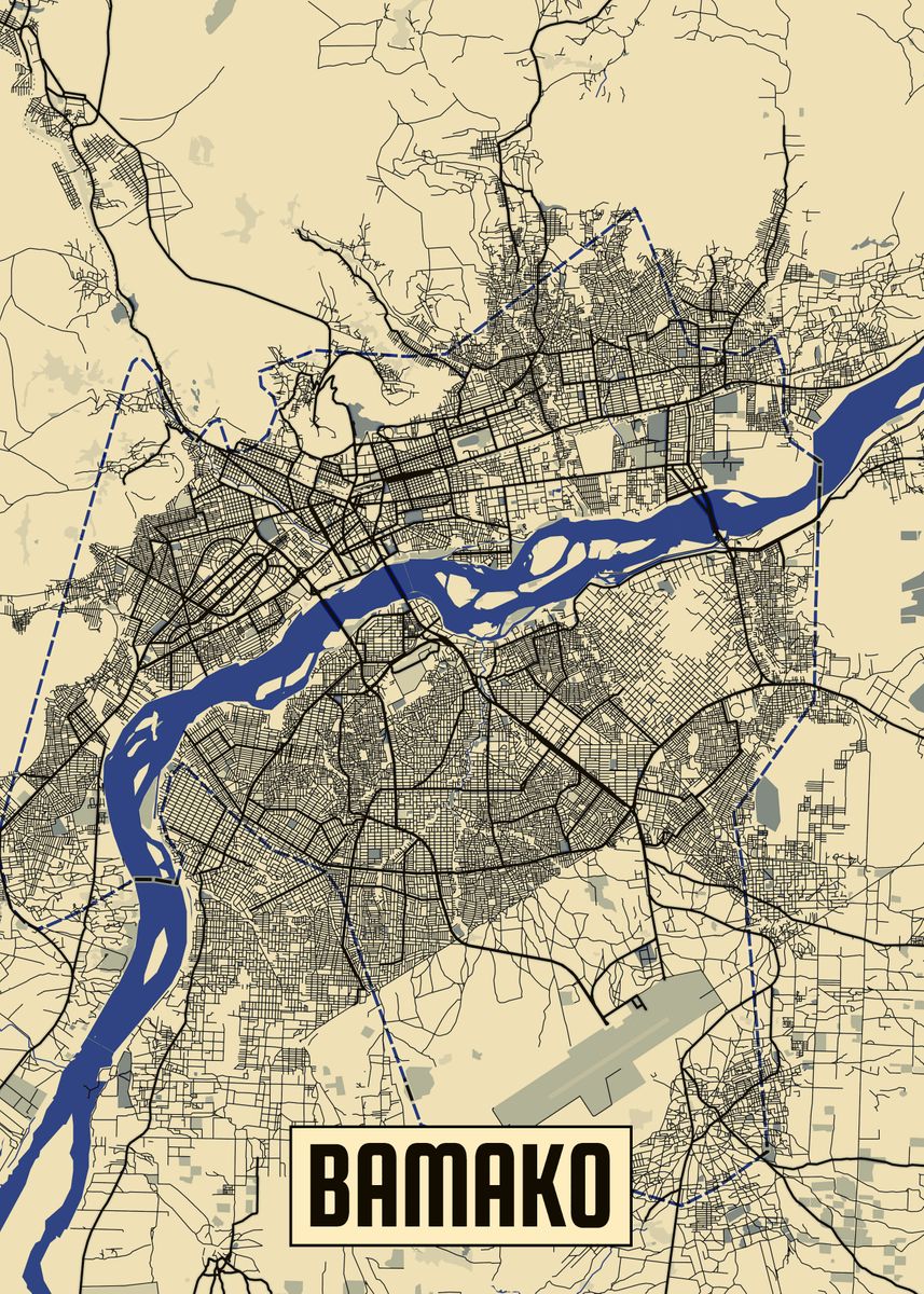 'Bamako Map' Poster, picture, metal print, paint by Sam Kal | Displate