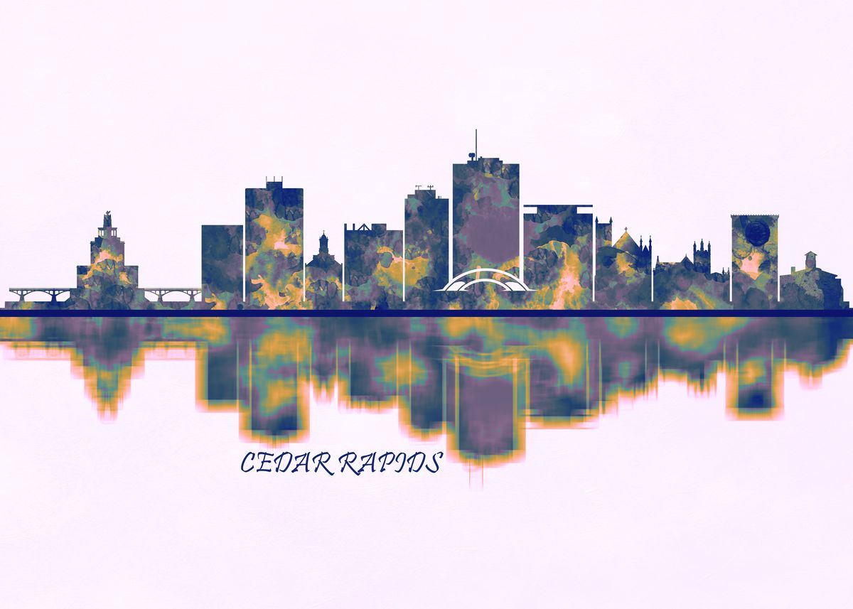 'Cedar Rapids Skyline' Poster by Towseef Dar | Displate