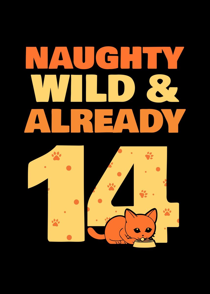 '14 years cat' Poster, picture, metal print, paint by Sebastian Wünsche ...