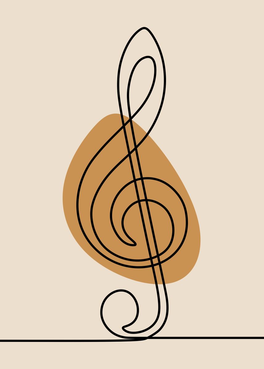 'Music Clef symbol line art' Poster, picture, metal print, paint by ...