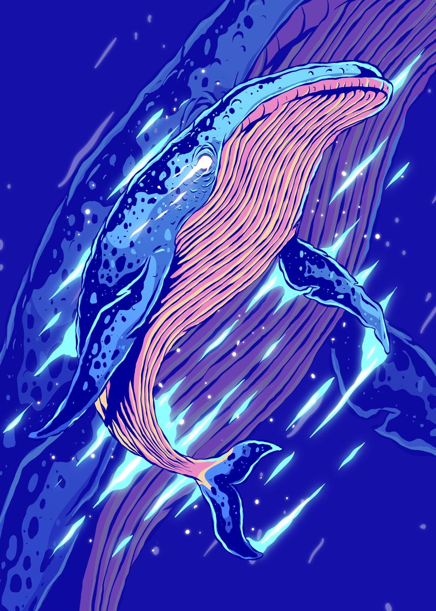 'whale abstract' Poster, picture, metal print, paint by wan studio 50 ...
