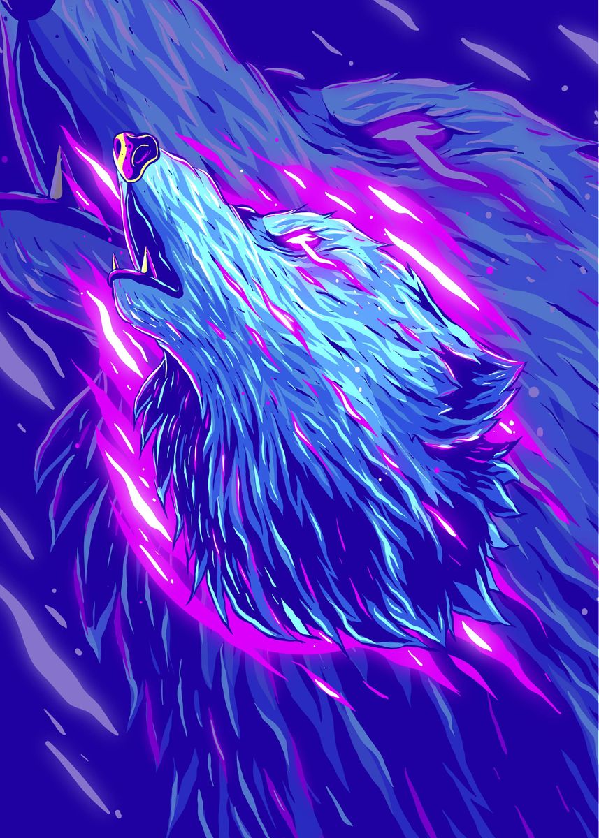 'abstract wolf' Poster, picture, metal print, paint by wan studio 50 ...