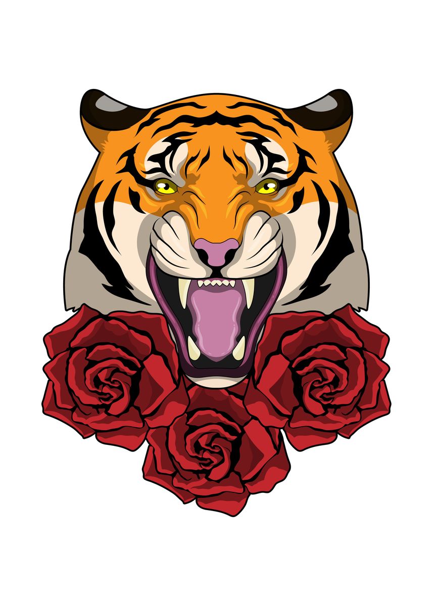 'Tiger Roses' Poster, picture, metal print, paint by Markus Schnabel ...