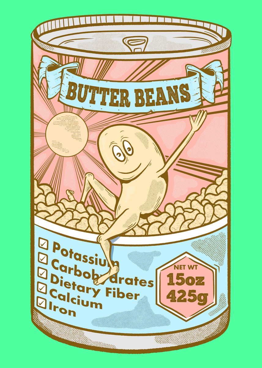 'Butter Beans' Poster, picture, metal print, paint by mailbox disco ...
