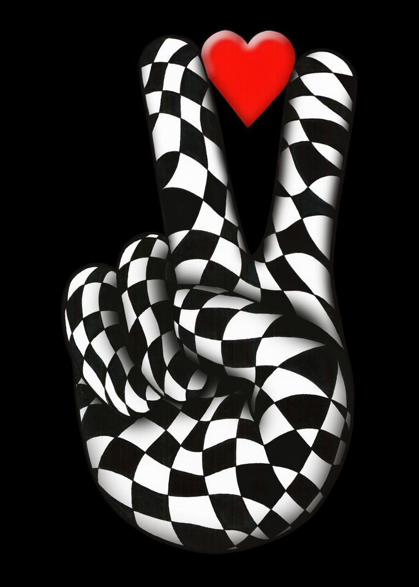 'PEACE SIGN in OP ART style' Poster, picture, metal print, paint by ...