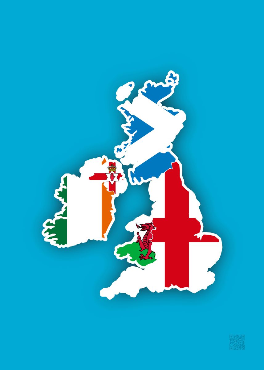 'British Isles and Flags' Poster, picture, metal print, paint by ...