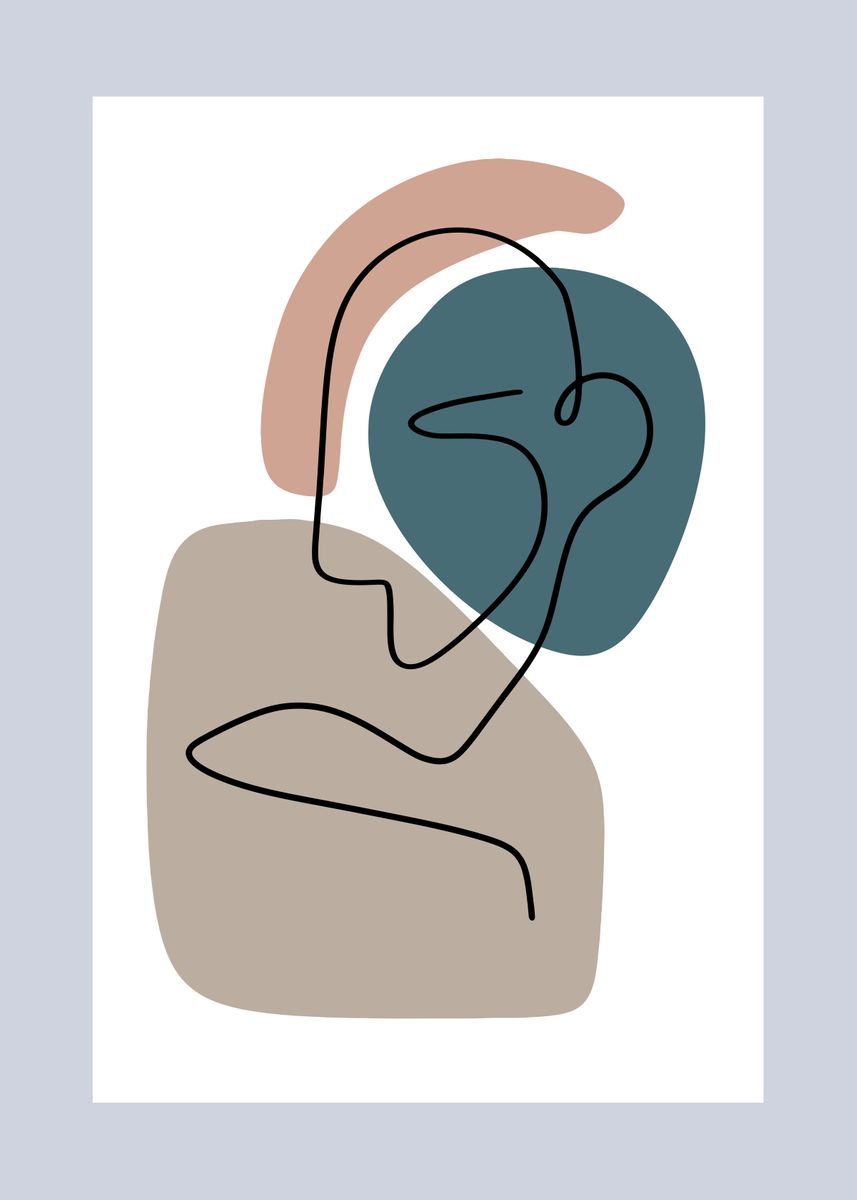 'Abstract female face line' Poster by Human Shadow | Displate