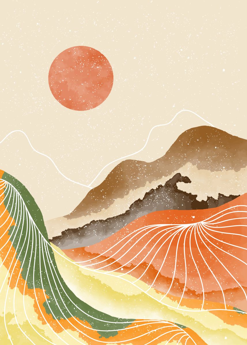 'Mountain art and sunset' Poster by budi yanto | Displate