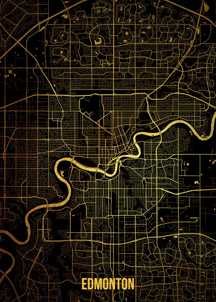 'Edmonton Gold Map' Poster, picture, metal print, paint by Stefano ...