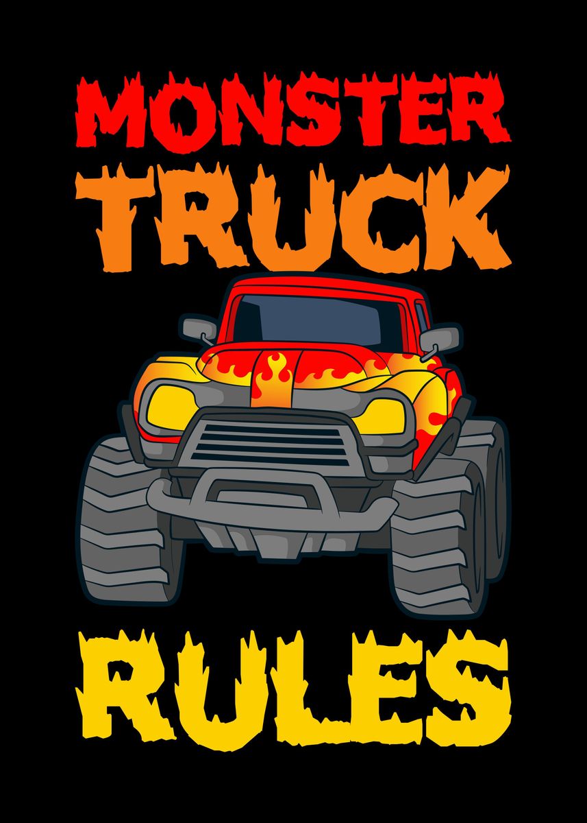 'Monster Truck Rules' Poster by CatRobot | Displate