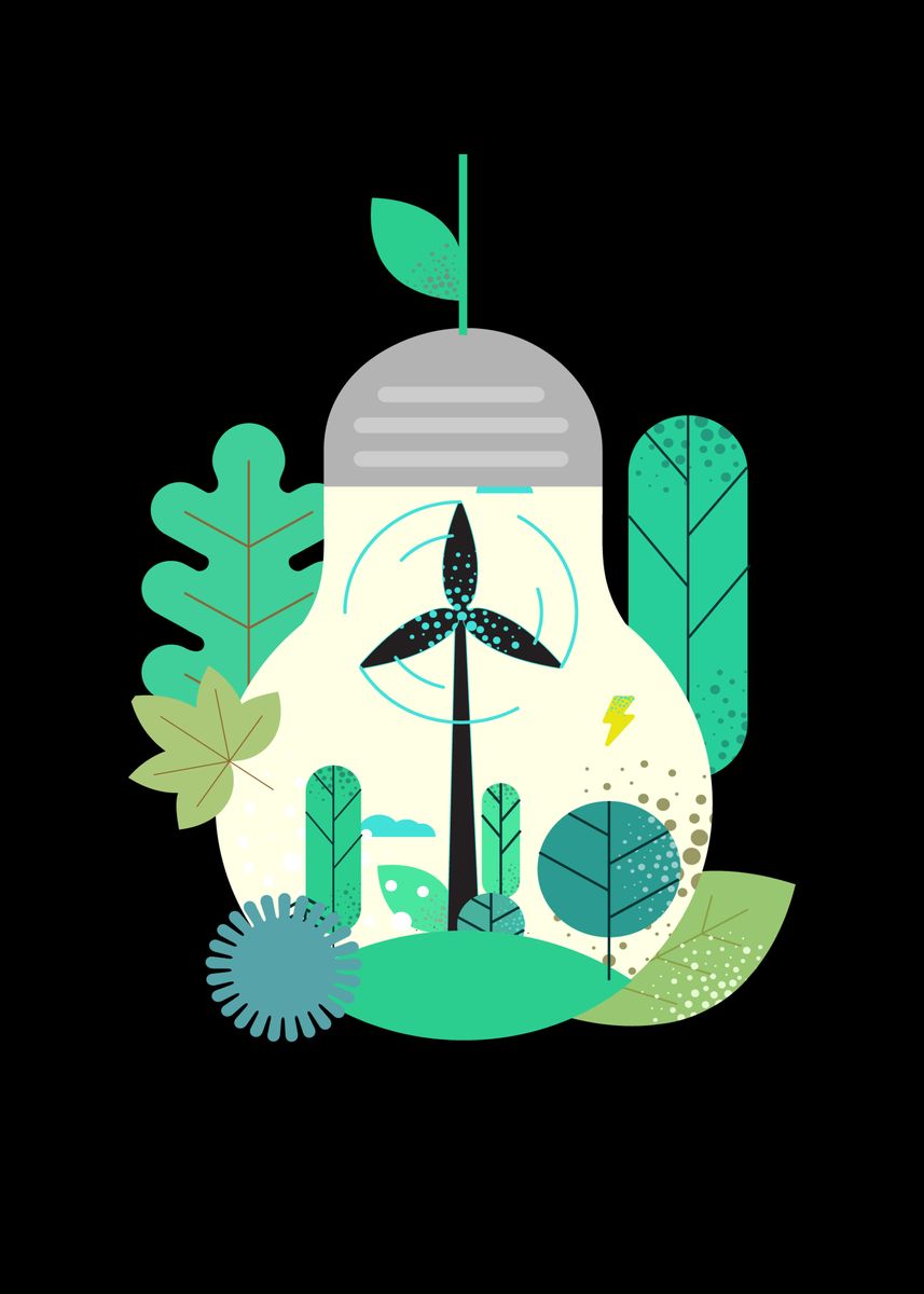 'Light Bulb Wind Power' Poster by Mooon | Displate