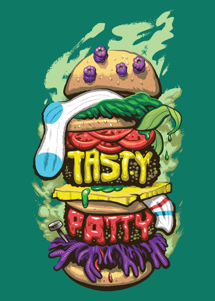 'Tasty Patty' Poster, picture, metal print, paint by SpongeBob ...