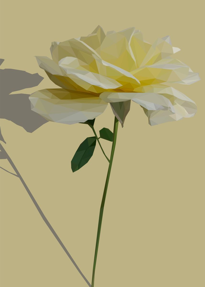 'Low Poly Yellow Rose' Poster, picture, metal print, paint by Erin ...