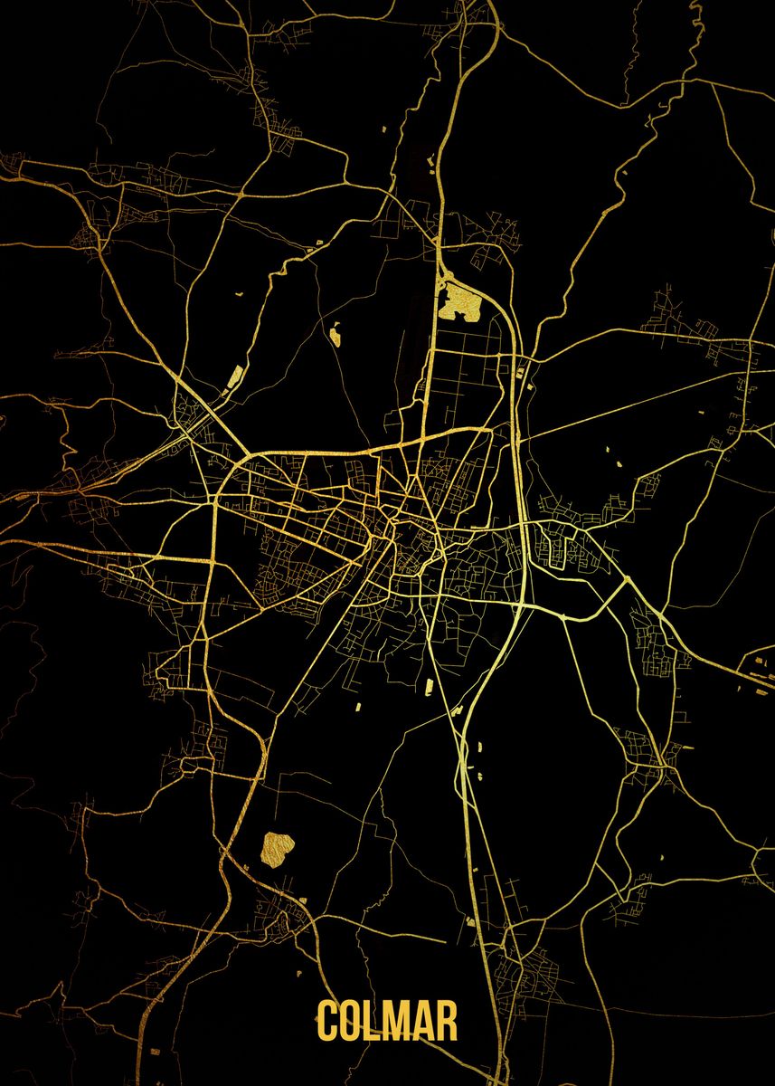 'Colmar Gold Map' Poster, picture, metal print, paint by Stefano Lunghi ...