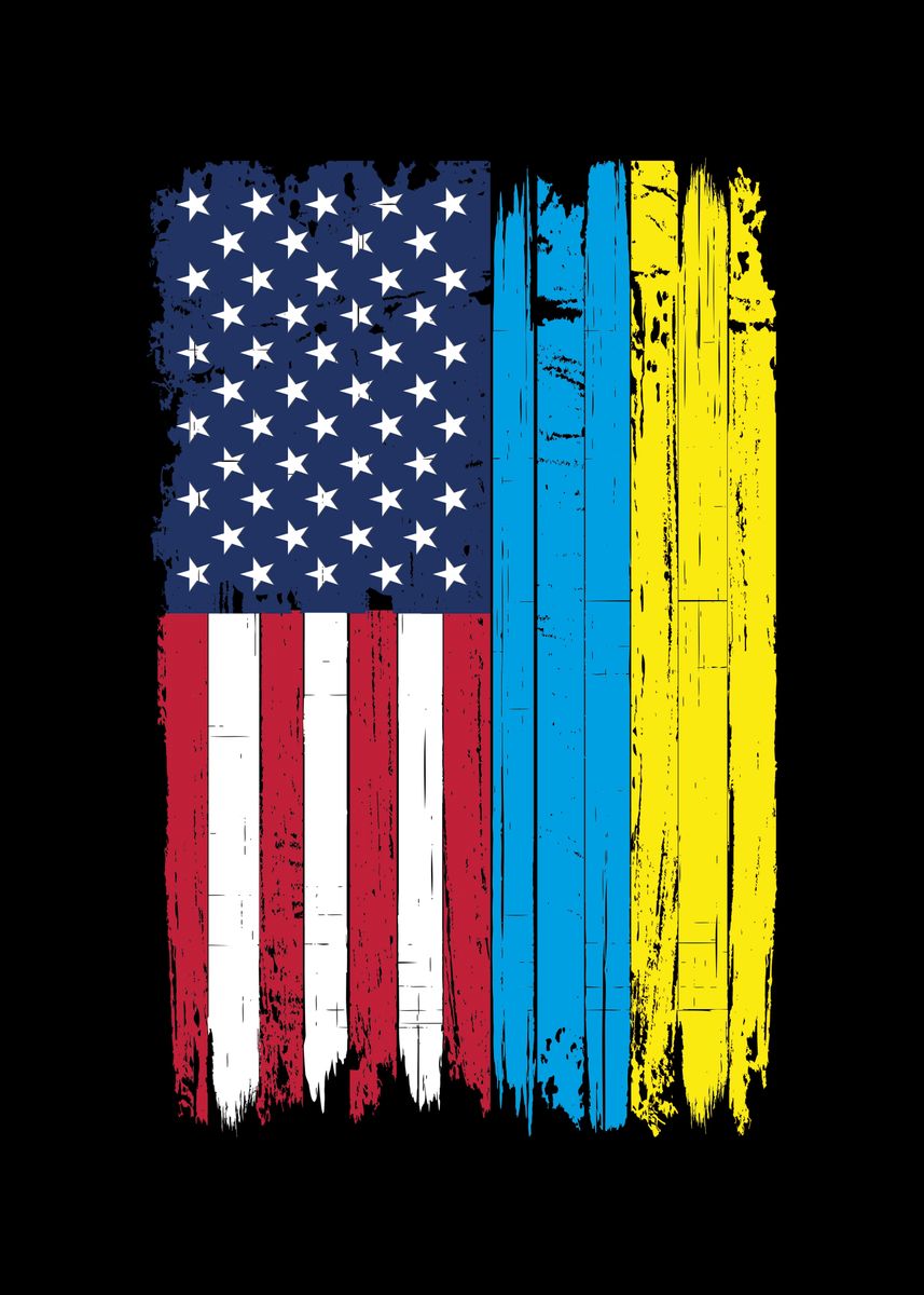 'Ukraine USA American Flag' Poster, picture, metal print, paint by Phil ...