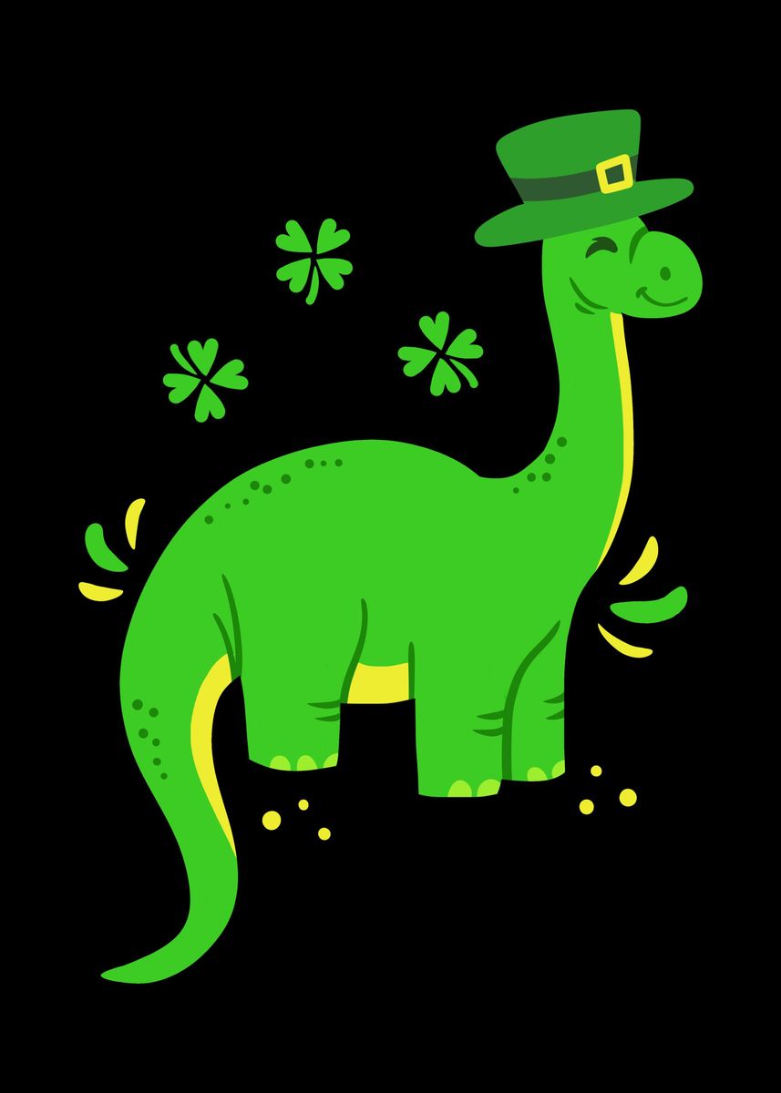 'St Patricks Day Dinosaur' Poster, picture, metal print, paint by ...