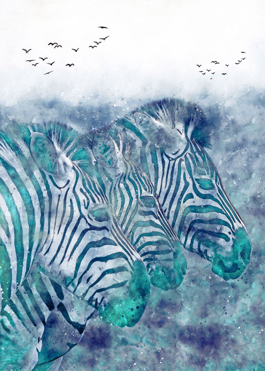 'Zebra Watercolor' Poster by Bulls World | Displate