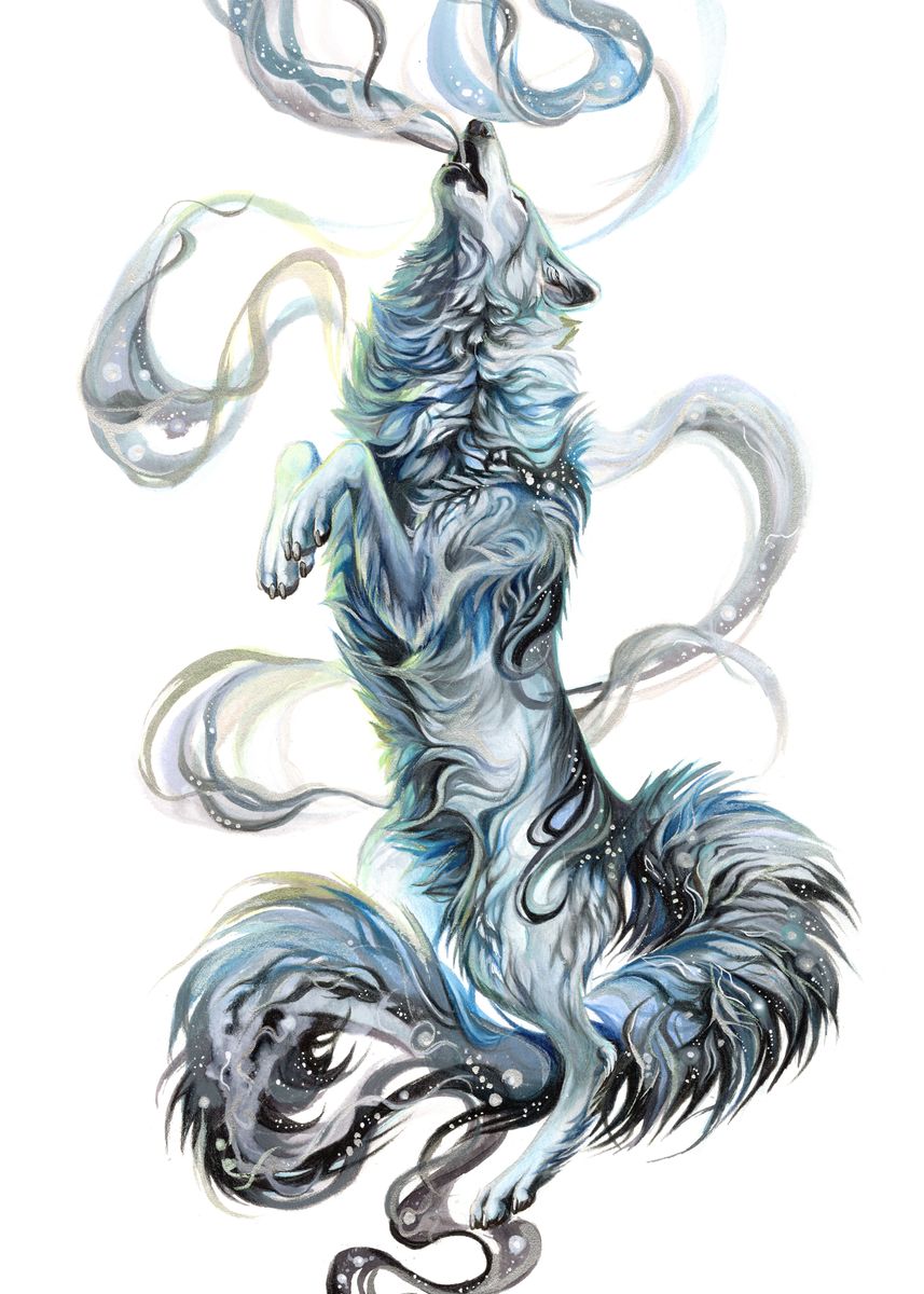 'Interstellar Instinct Wolf' Poster, picture, metal print, paint by ...