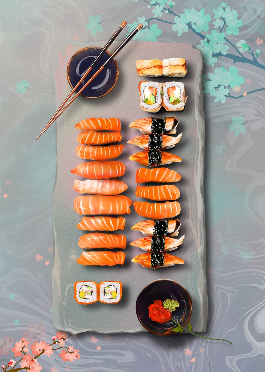 'Food Sushi Japan ' Poster by Hasnaa Art | Displate