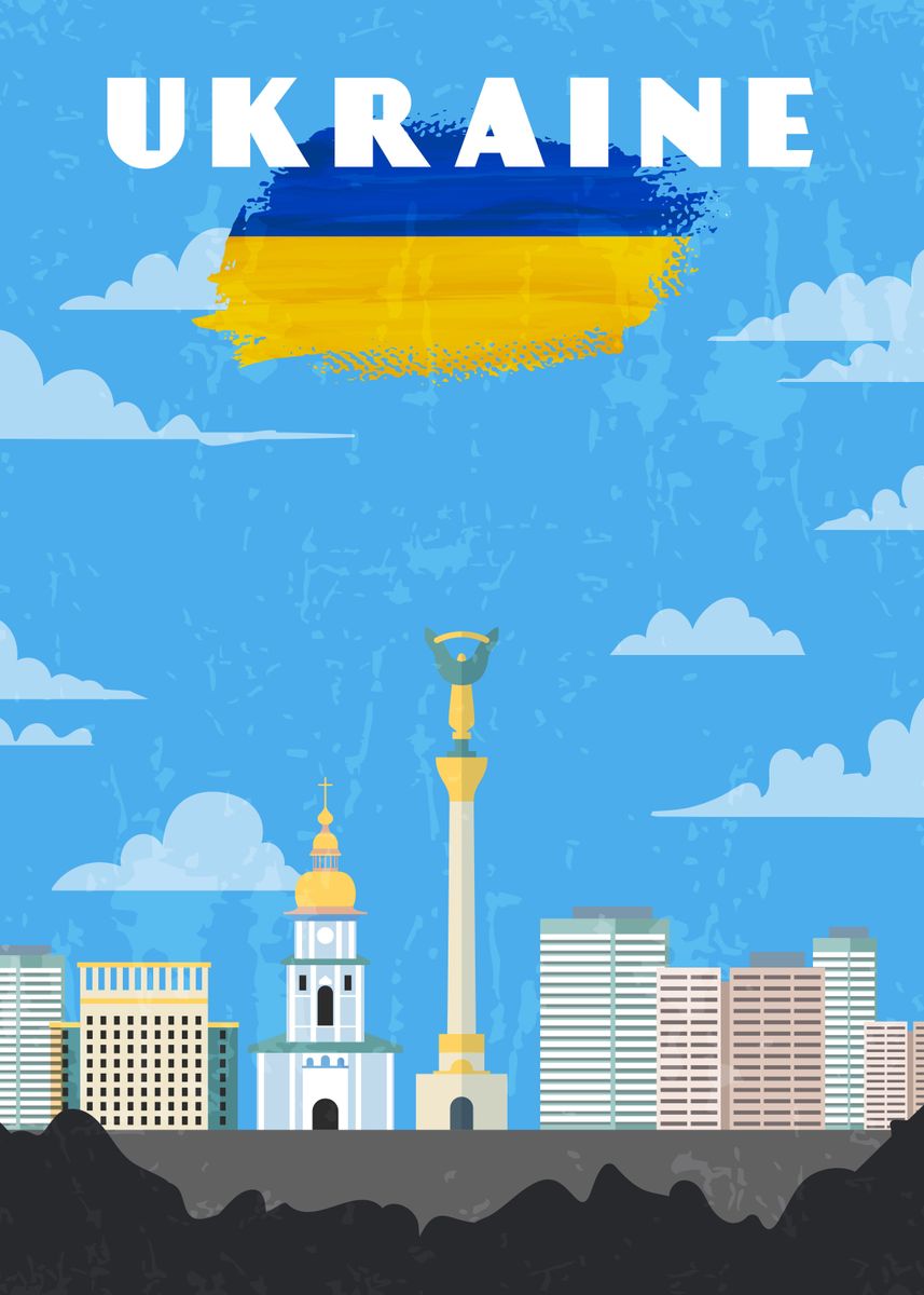 'Ukraine Kiev retro travel' Poster, picture, metal print, paint by Moon ...