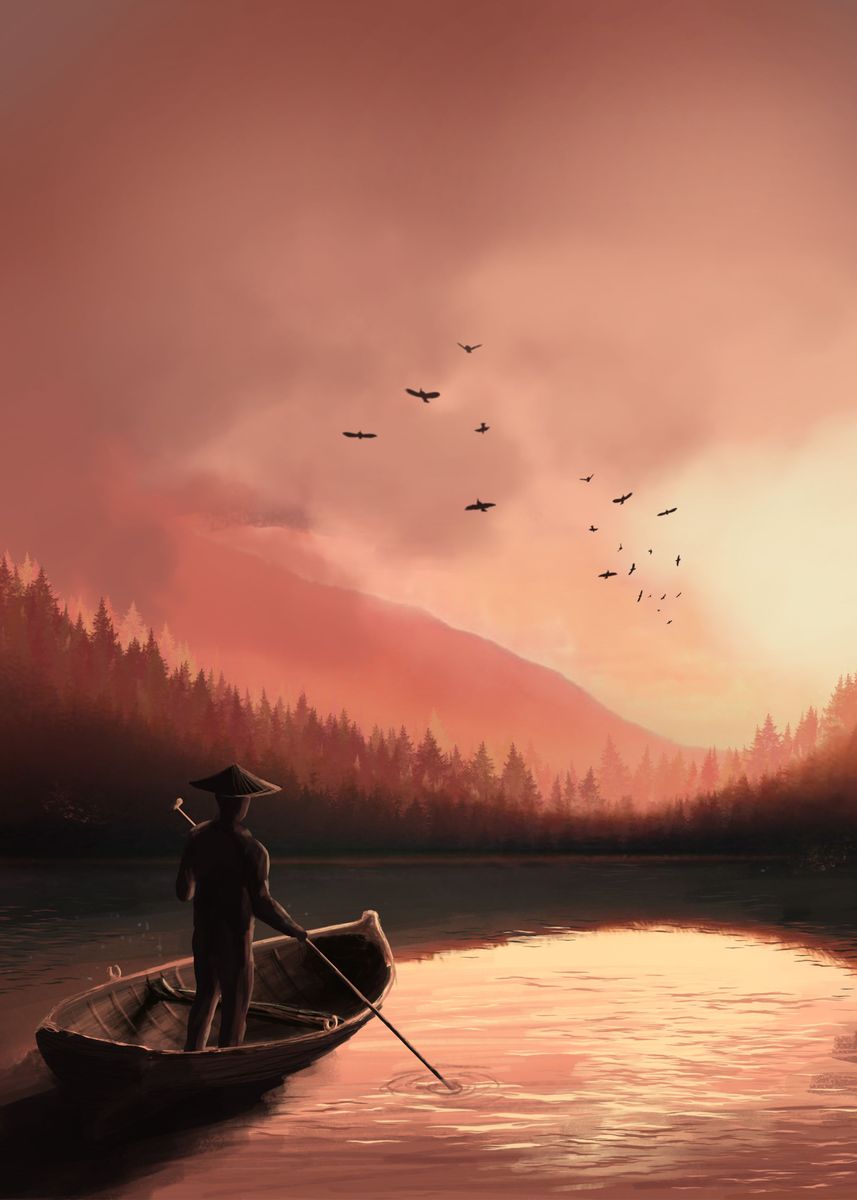 'Into The Sunset' Poster, picture, metal print, paint by Balazs Bartus ...