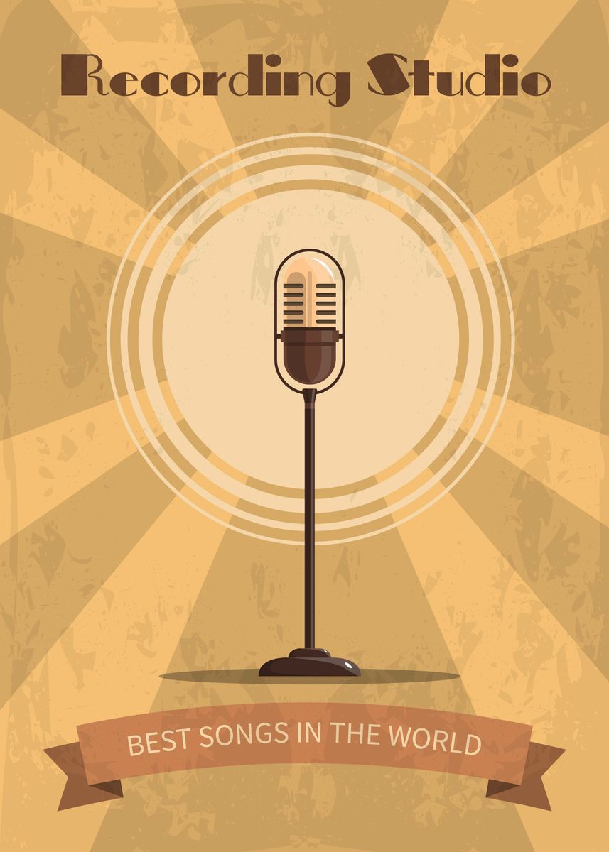 'Retro microphone' Poster, picture, metal print, paint by Karin Studio ...