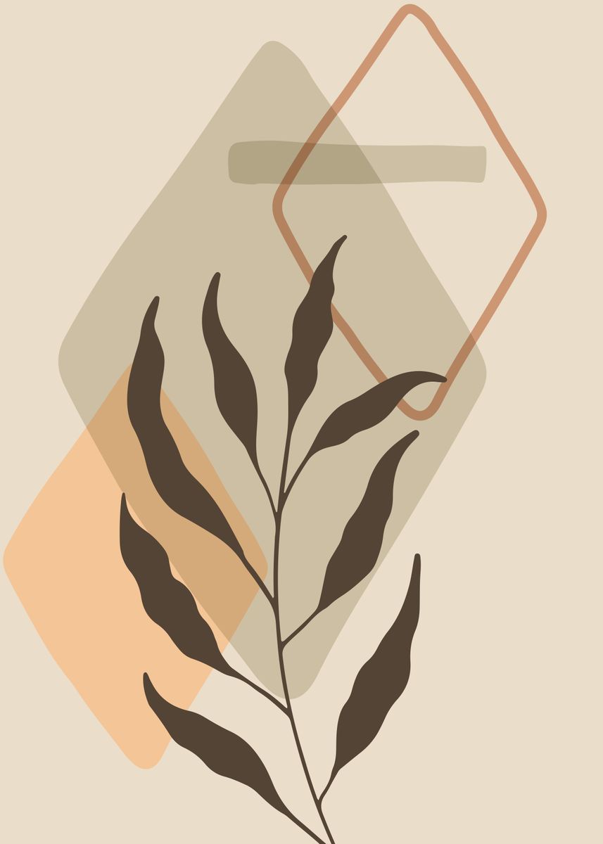 'Mid century BohoGreen leaf' Poster, picture, metal print, paint by ...