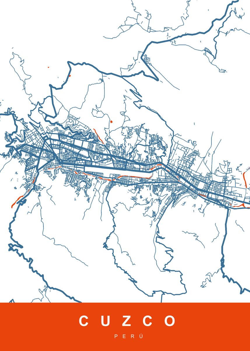 'CUZCO Map PERU' Poster, picture, metal print, paint by UrbanMaps ...