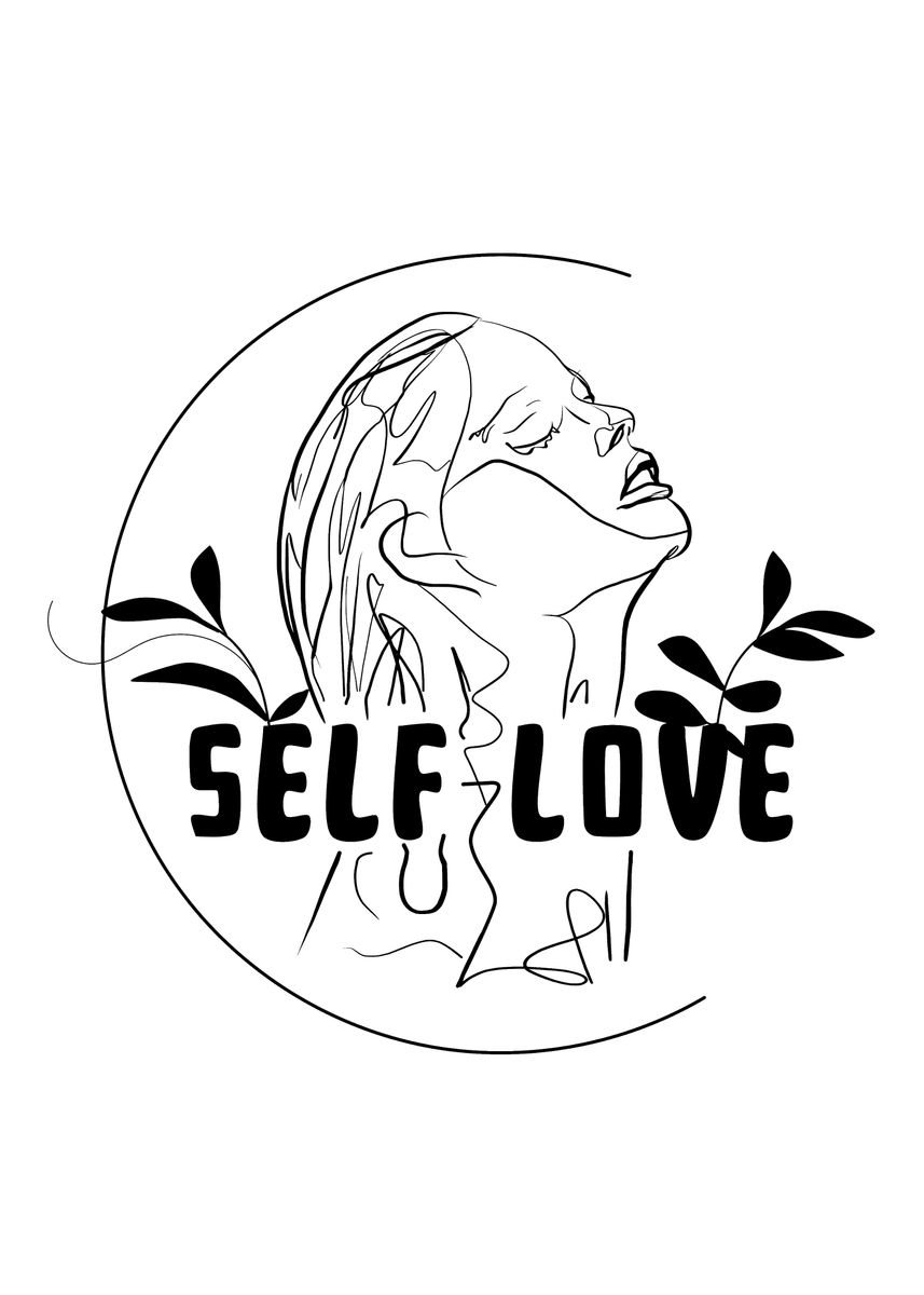 'Self Love Line Art Print' Poster, picture, metal print, paint by ...
