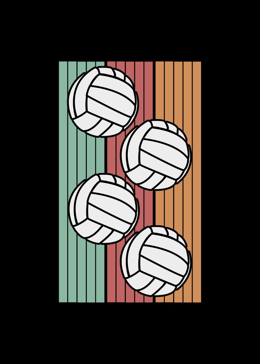 'Volleyball Retro' Poster, picture, metal print, paint by Shiva121 ...