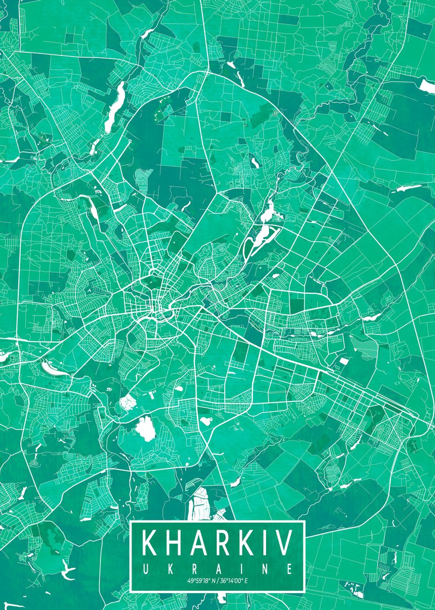 'Kharkov Map Watercolor' Poster, picture, metal print, paint by deMAP ...