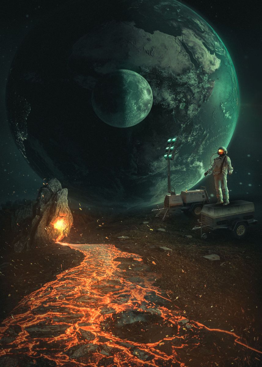 'Space Fantasy Planet Alien' Poster, picture, metal print, paint by ...