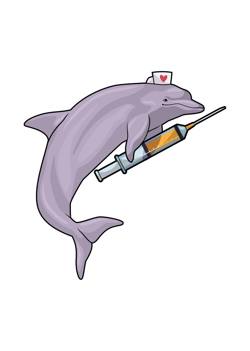 'Dolphin Nurse Syringe' Poster, picture, metal print, paint by Markus ...