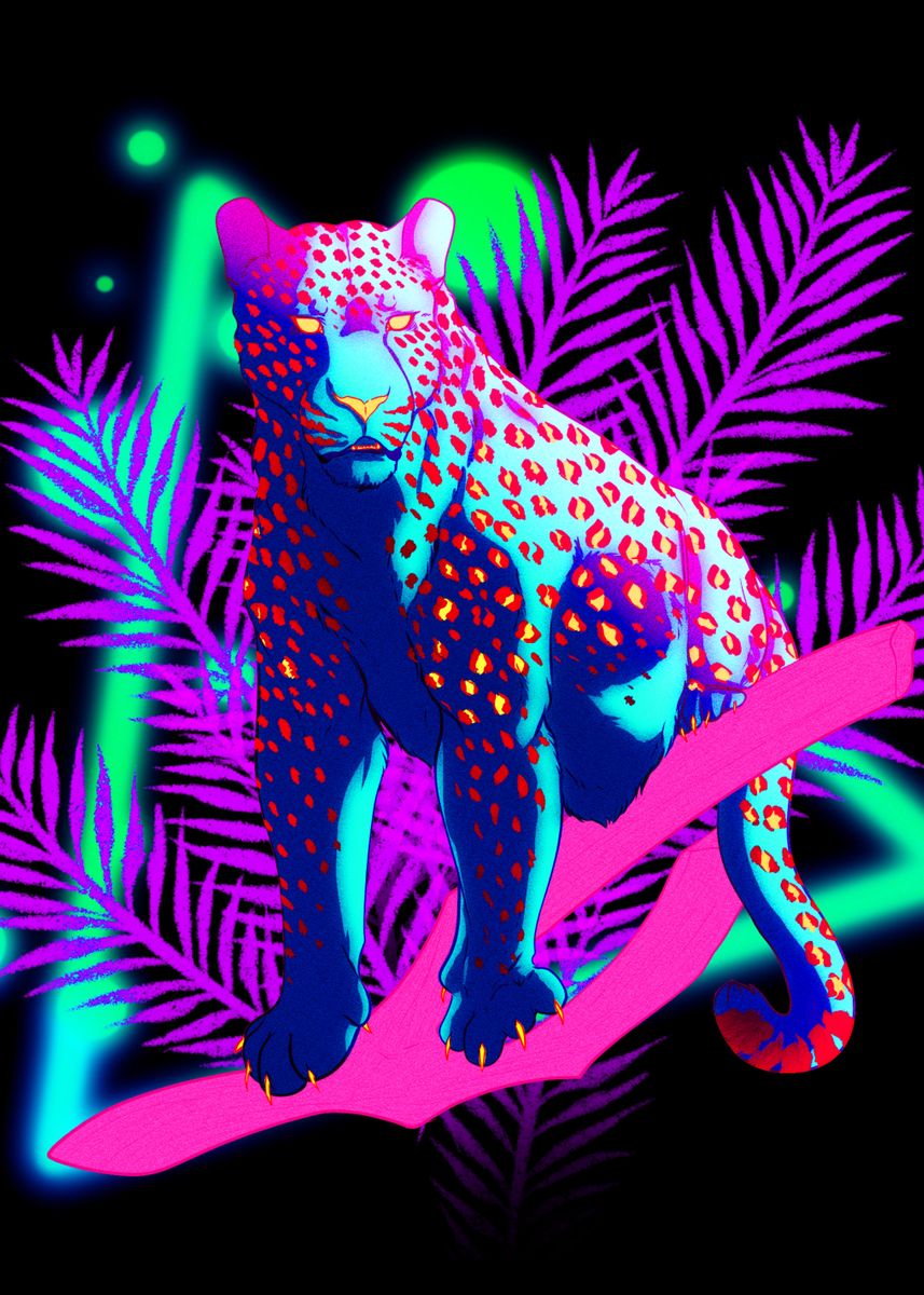 'Retro Leopard' Poster, picture, metal print, paint by VPST | Displate