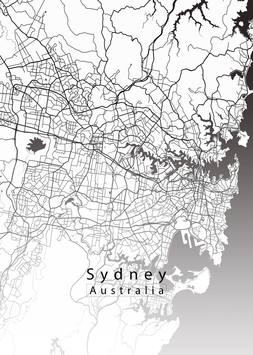 'Sydney City Map' Poster, picture, metal print, paint by Mapique | Displate