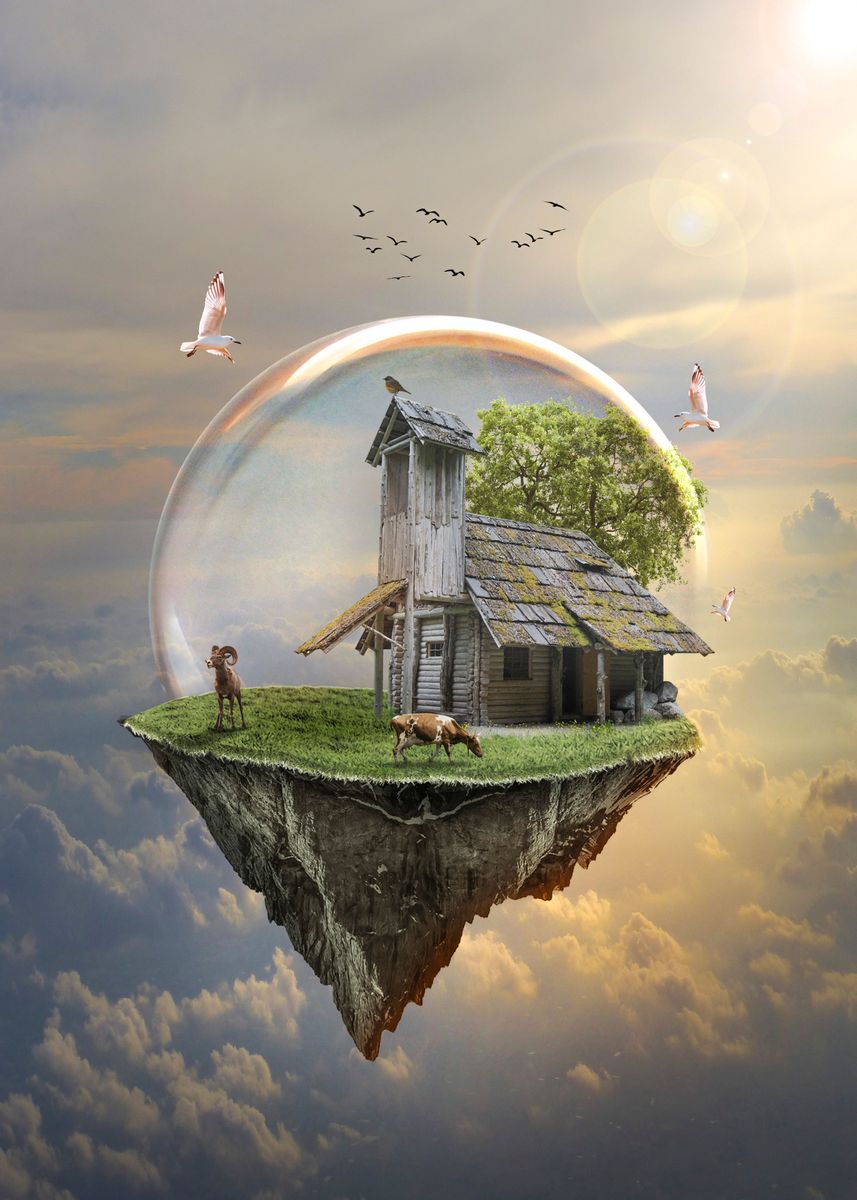 'Floating Island Art' Poster, picture, metal print, paint by Bulls ...