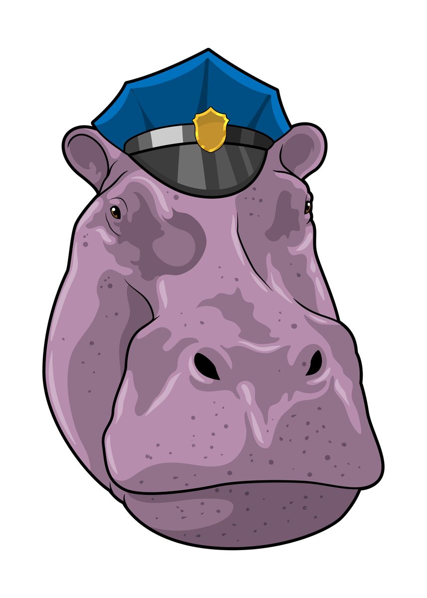 'Hippo Police Police hat' Poster, picture, metal print, paint by Markus ...
