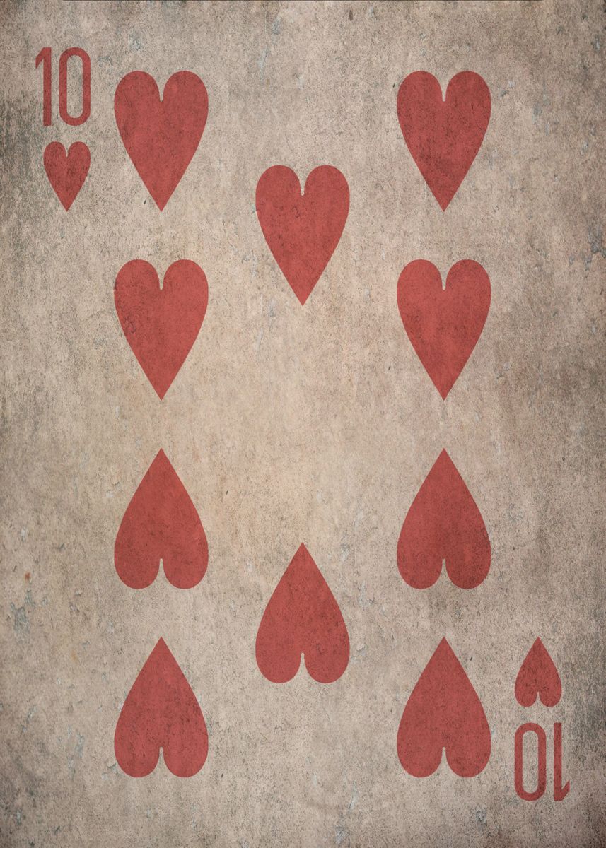 'Ten of Hearts' Poster, picture, metal print, paint by XandYart | Displate